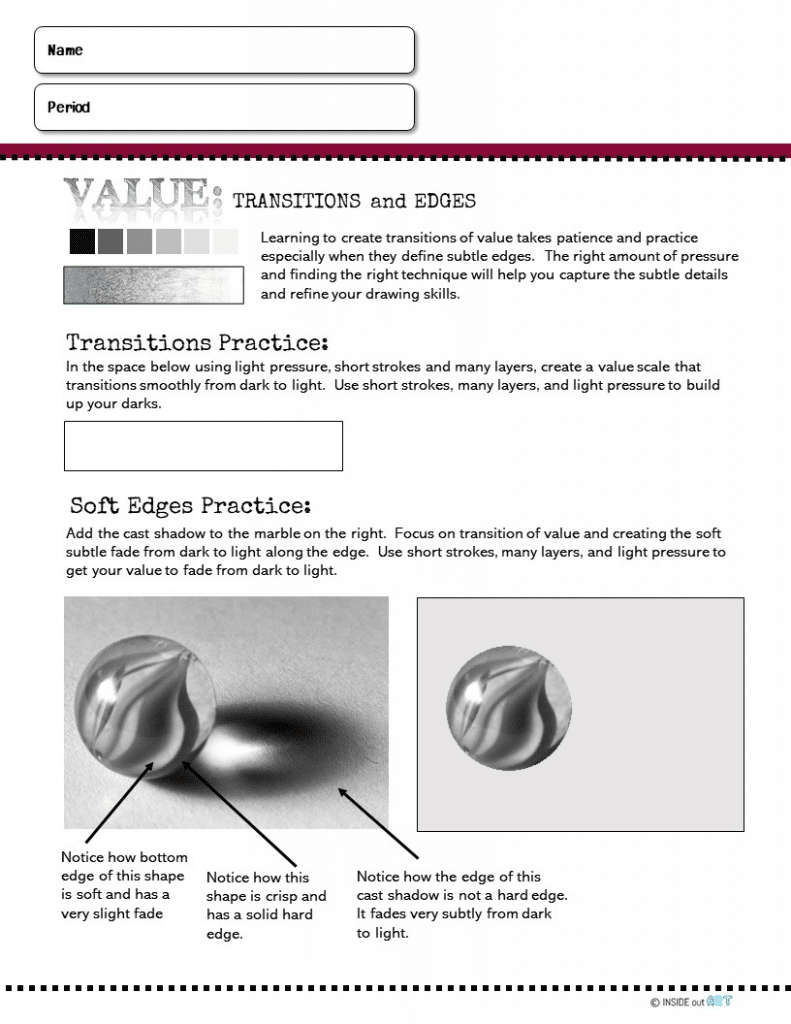 Value and Shading Drawing Project - Marble - High School Visual Art ...