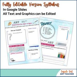 Elementary Middle or High School Art Syllabus Editable Template ...