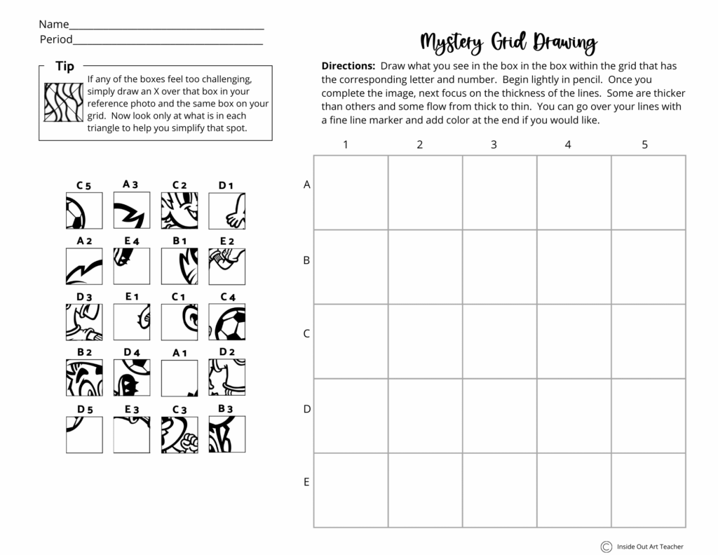 HIGH SCHOOL SUB PLAN/WORKSHEET: Mystery Scramble Grid Drawing Soccer ...