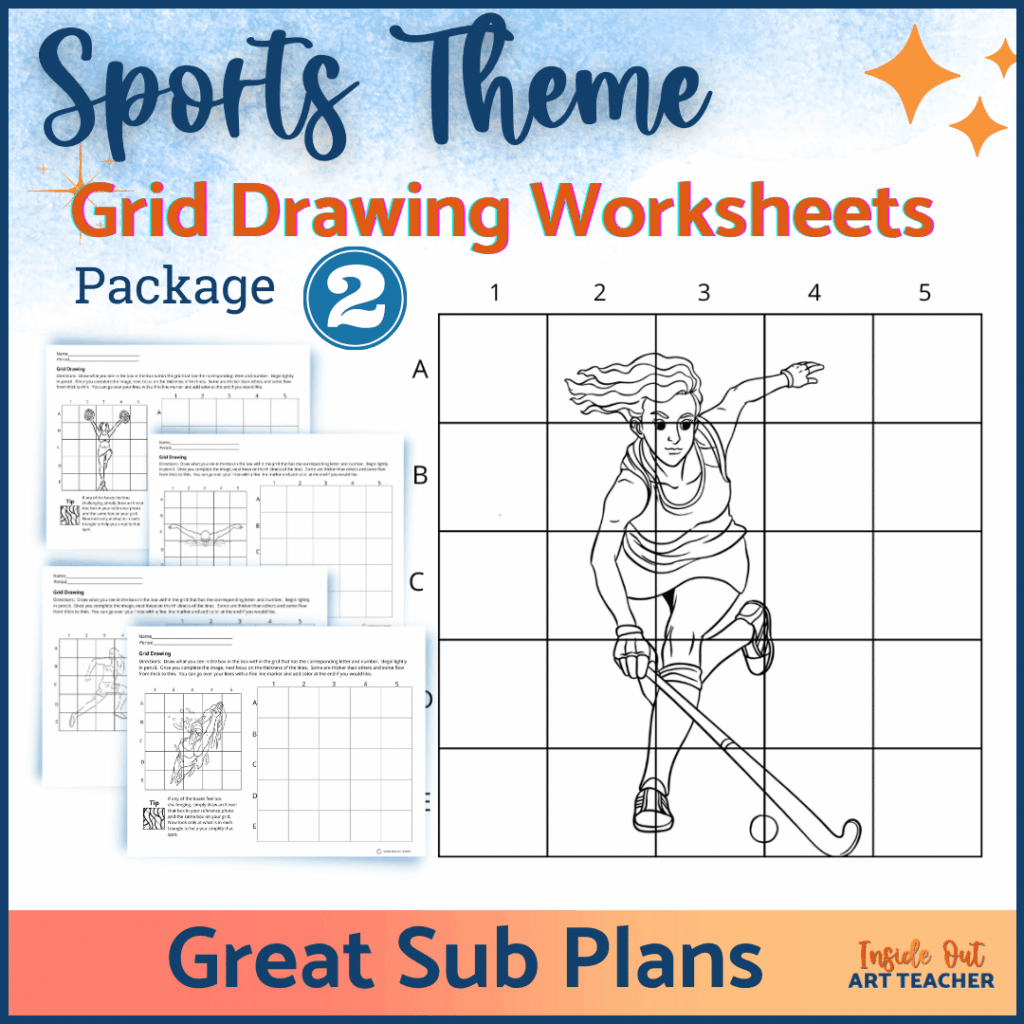 HIGH SCHOOL SUB PLAN/WORKSHEET: Grid Drawing Worksheets Sports Theme ...