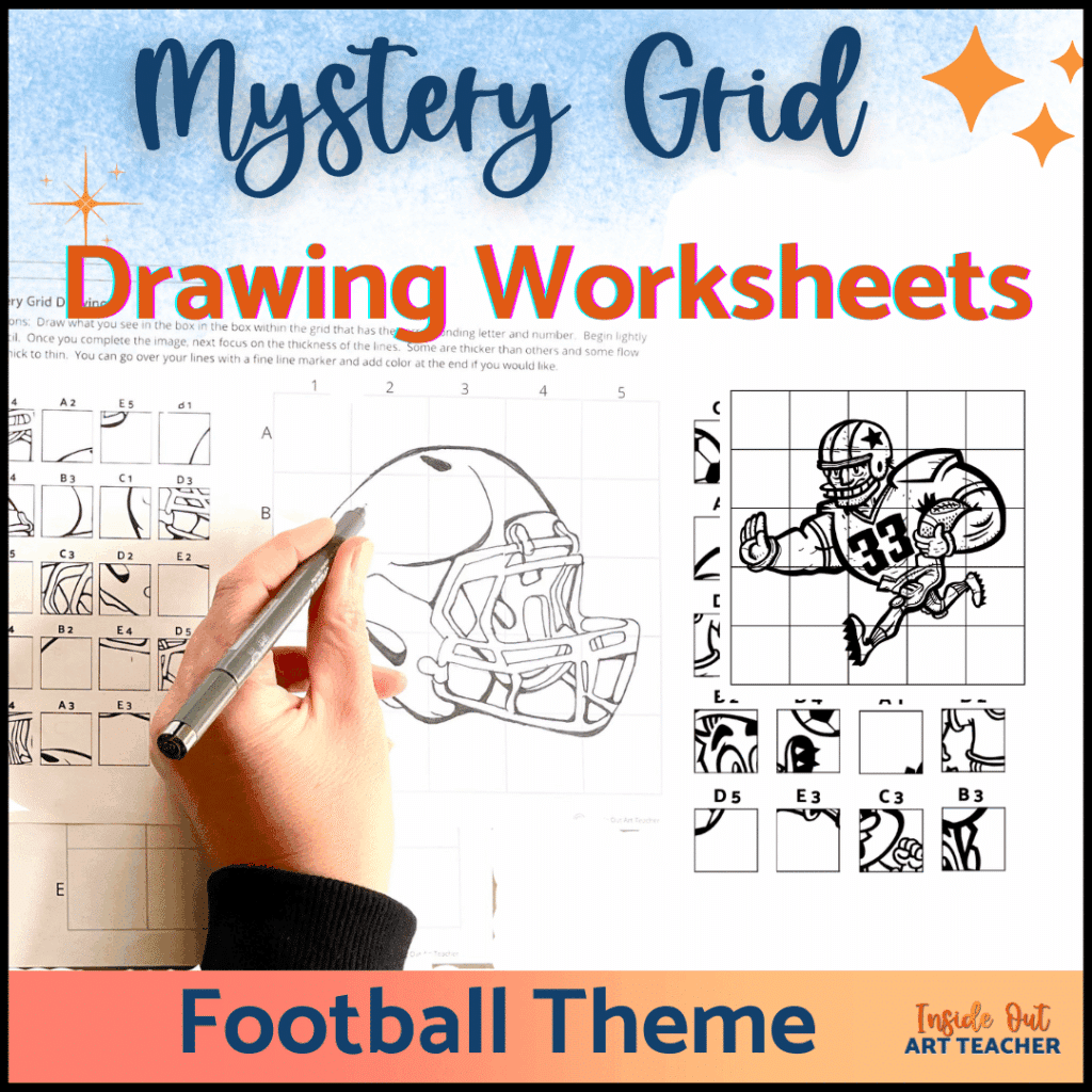 HIGH SCHOOL SUB PLAN/WORKSHEET: Mystery Scramble Grid Drawing Football ...