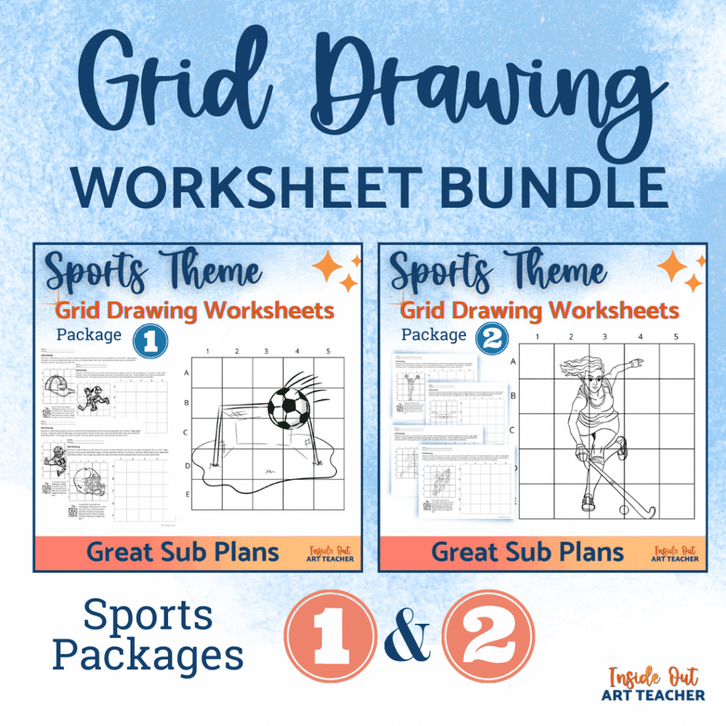 HIGH SCHOOL SUB PLAN WORKSHEET BUNDLE: Grid Drawing Worksheets Sports ...