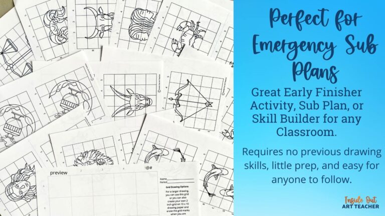 HIGH SCHOOL SUB PLAN/WORKSHEET: Grid Drawing Worksheets Zodiac Themed ...