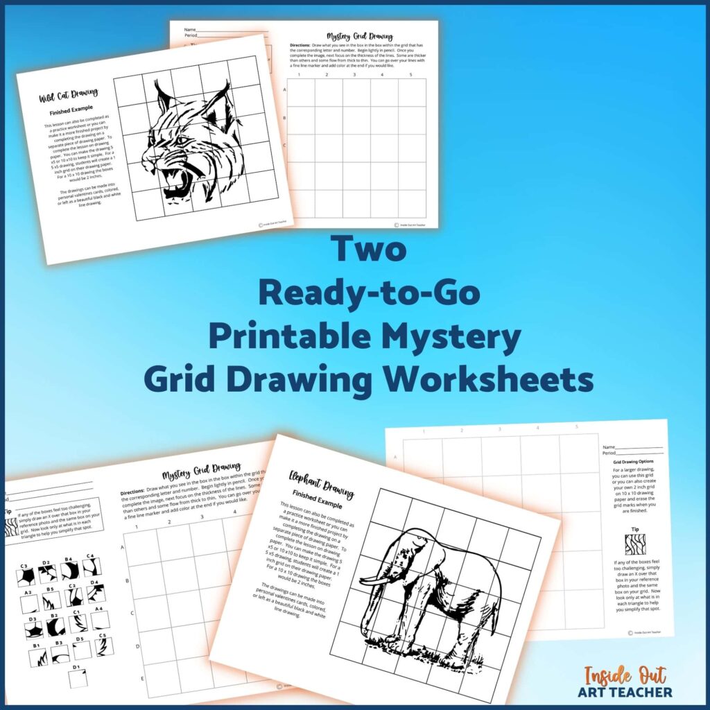 HIGH SCHOOL SUB PLAN/WORKSHEET: Mystery Scramble Grid Drawing Wildcat ...