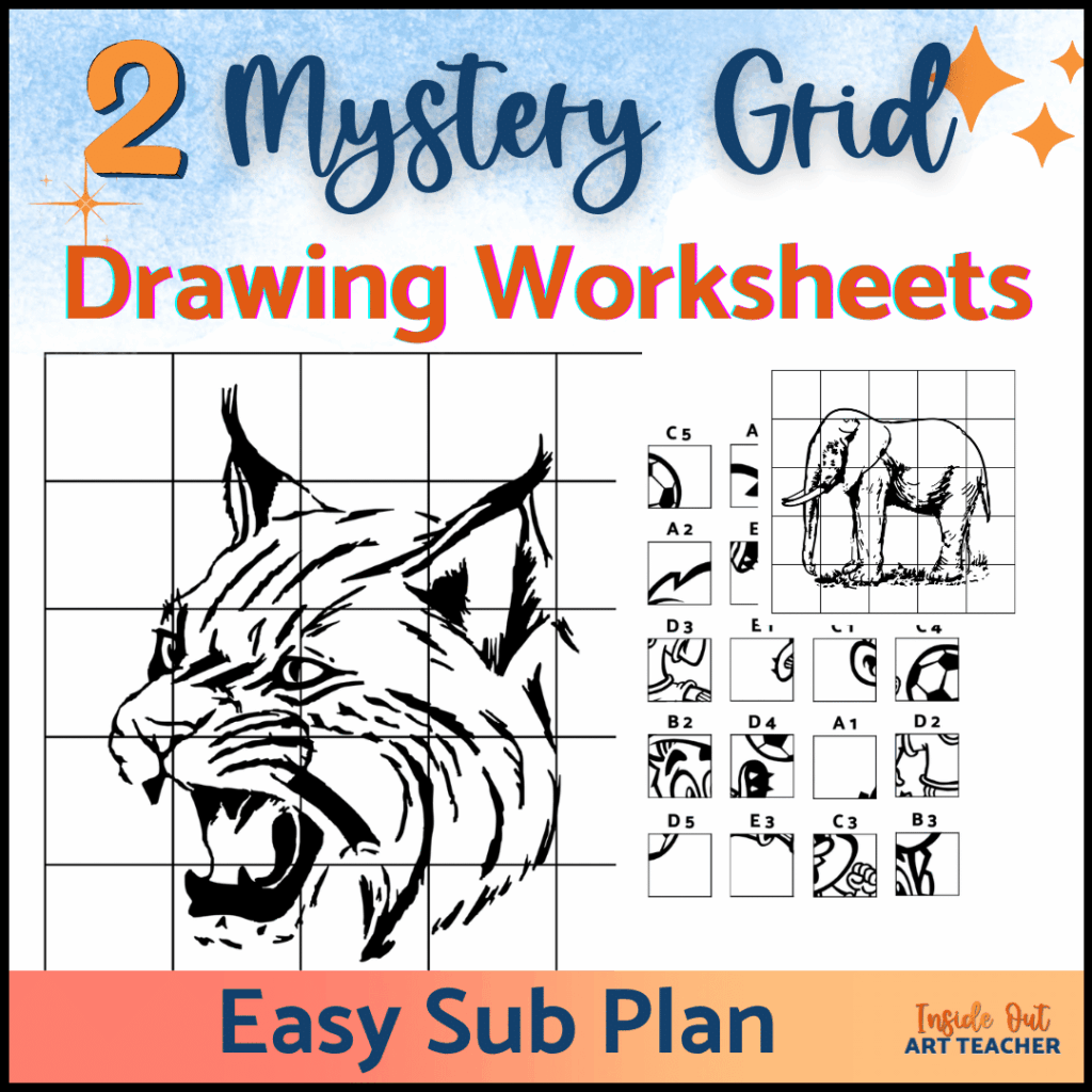HIGH SCHOOL SUB PLAN/WORKSHEET: Mystery Scramble Grid Drawing Wildcat ...