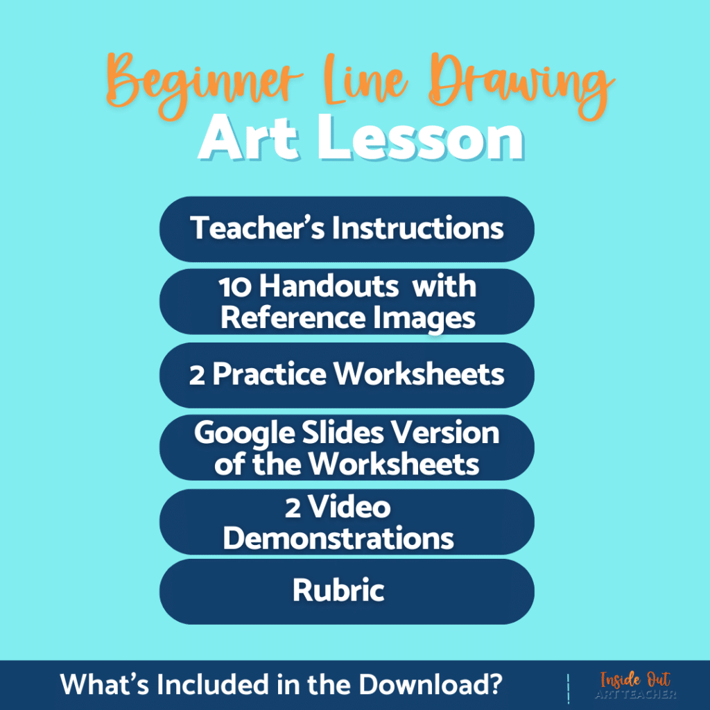 Beginner Line Drawing Art Lesson for Middle School or High School Art ...