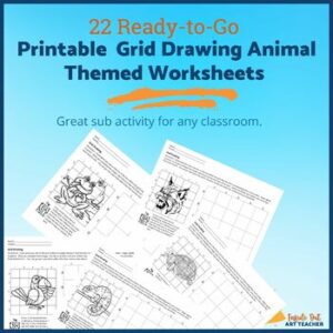 HIGH SCHOOL SUB PLAN/WORKSHEET BUNDLE: Grid Drawing Worksheets Animal ...