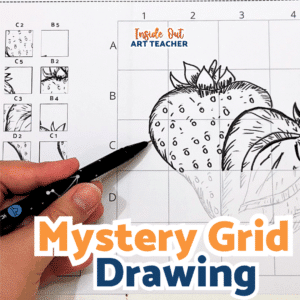 Art Mystery Drawing Plum Strawberry - Grid Worksheet Sub Plan