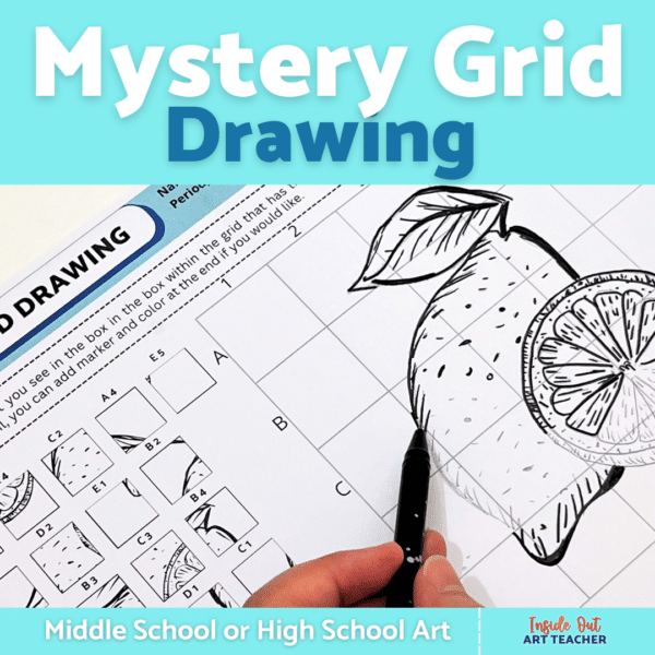 Mystery Drawing Lemon Blueberries - Art Worksheet Sub Plan