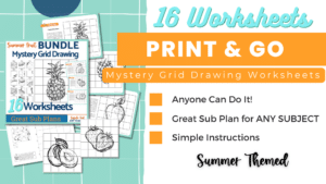 HIGH SCHOOL ART: Mystery Grid Drawing Summer Bundle One-Day Sub Activity