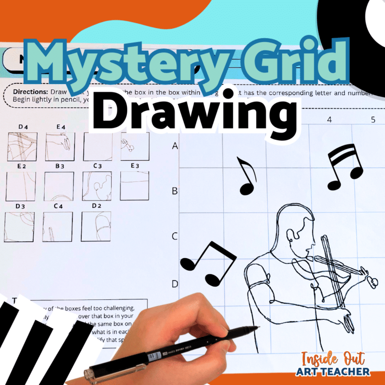 Sub Lesson Worksheet Mystery Grid Scramble Drawing Music Themed