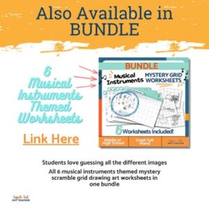 Junior HS Sub Plan: Worksheet Guitar French Horn Art Mystery Scramble