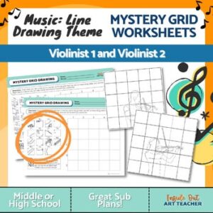 Sub Lesson Worksheet Mystery Grid Scramble Drawing Music Themed