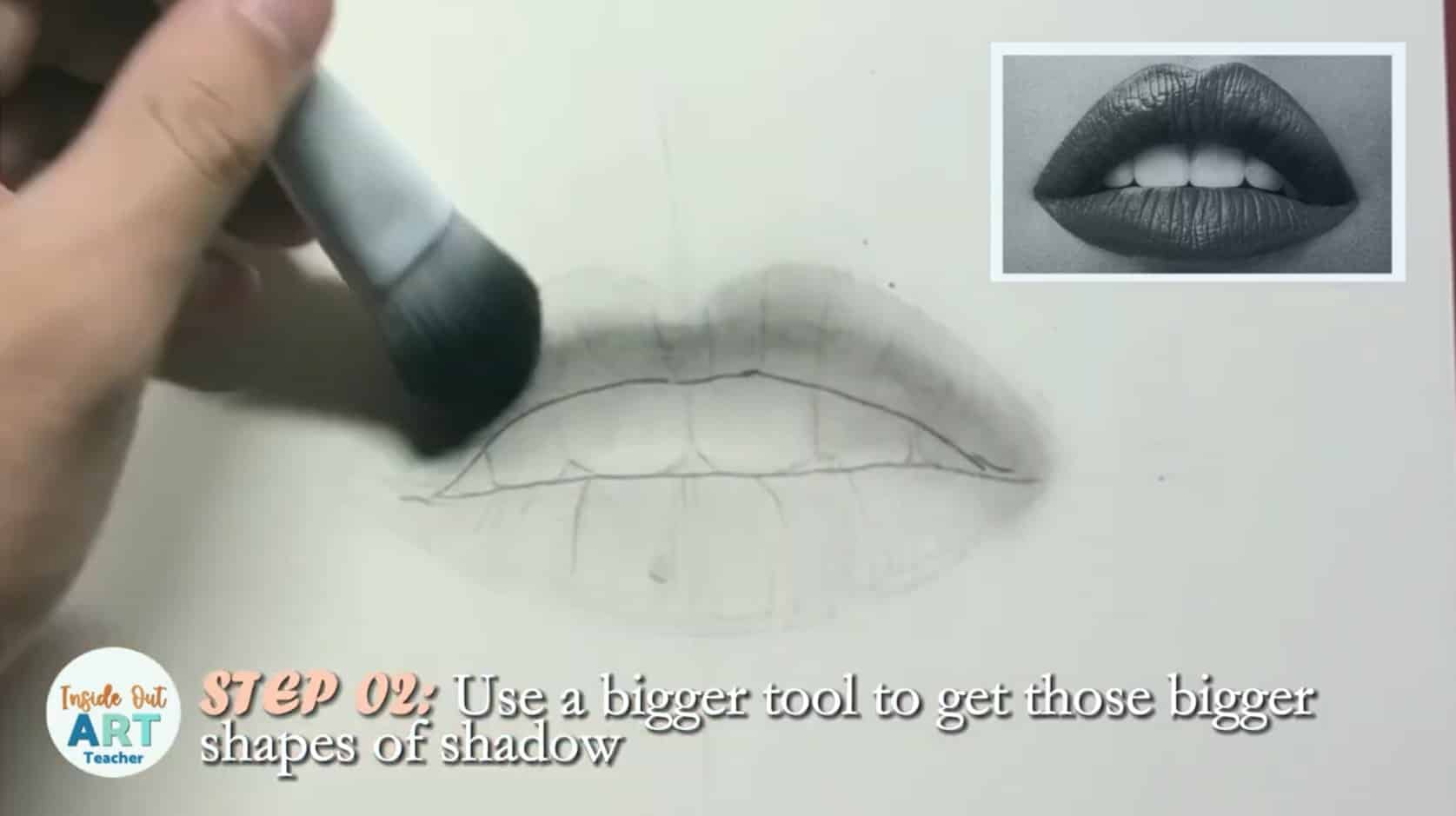 How to Draw Lips Using Charcoal for Students and Art Teachers | Easy ...