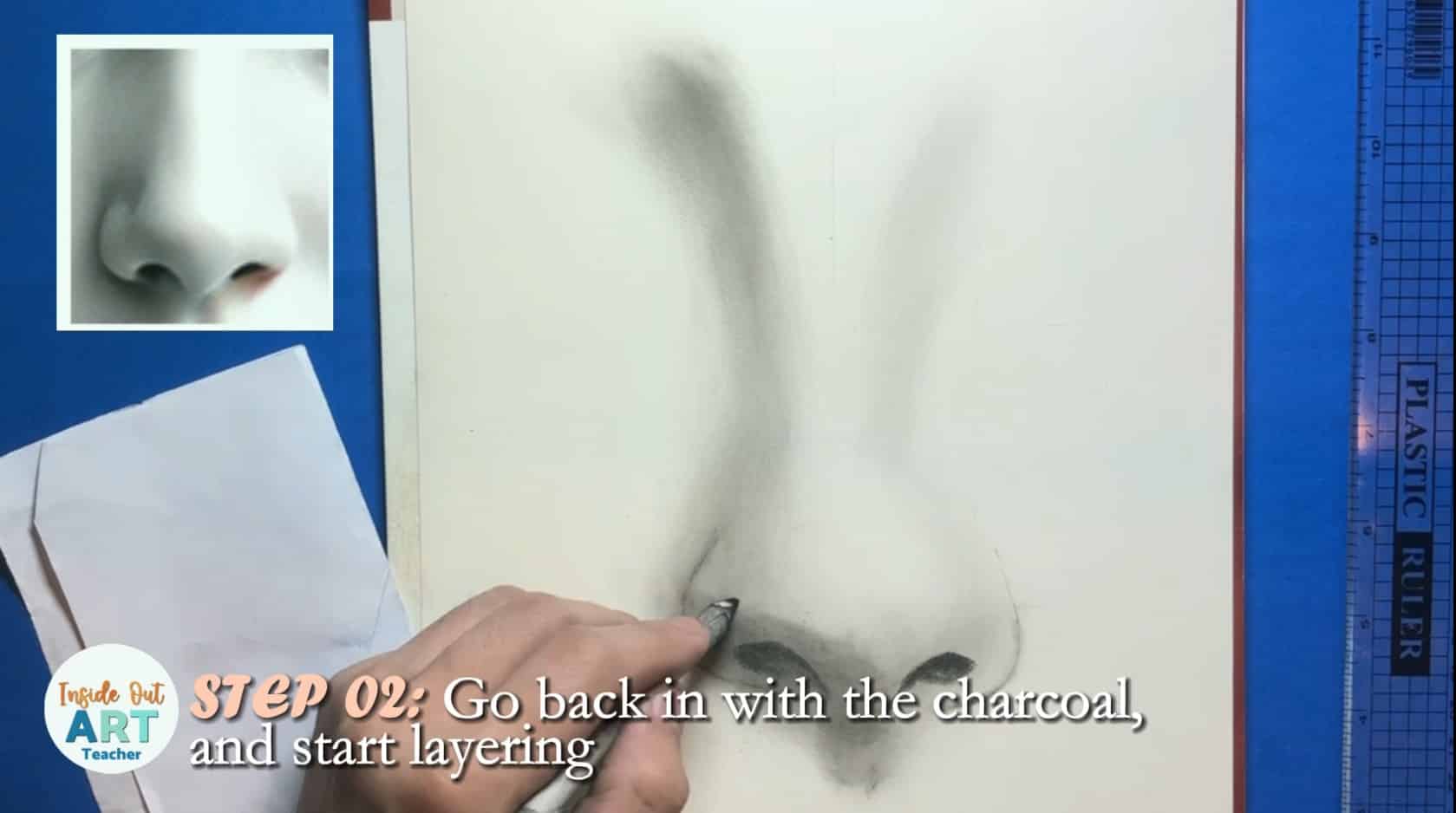 How to Draw a Nose Using Charcoal for Students and Art Teachers