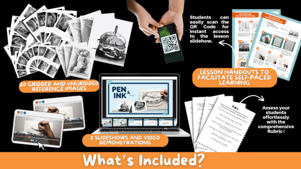 Pen and Ink Drawing Art Lesson for High School