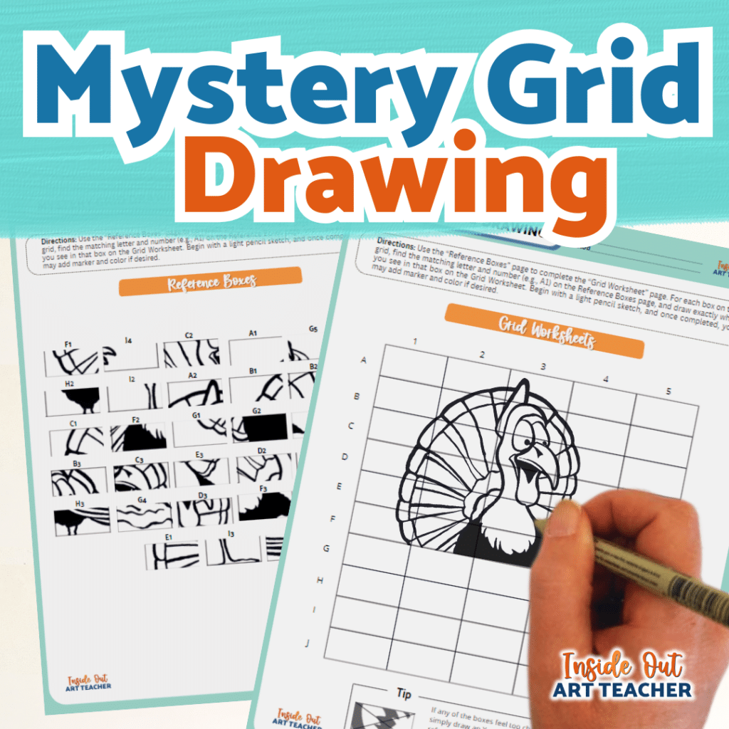Printable Thanksgiving Art Mystery Grids | Drawing Sub Plan Middle ...