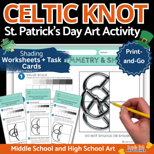 St. Patrick's Day Art Activity Symmetry Drawing & Shading Worksheets ...