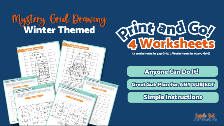 Holiday Winter or Christmas Grid Drawing Worksheets | Easy Art Sub ...