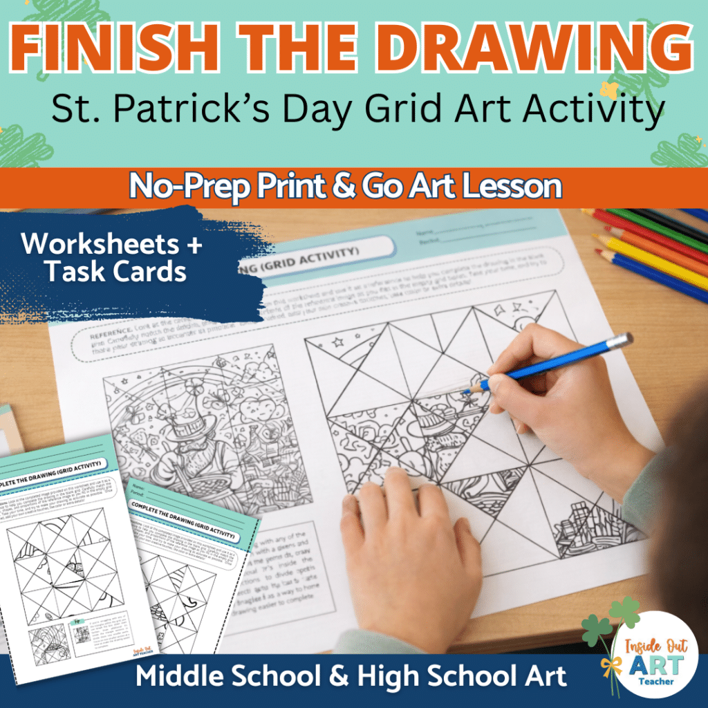 Saint Patrick's Day Art Lesson: Complete-the-Picture Line Drawing ...