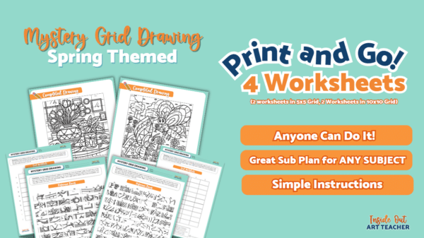 Printable Spring Art Lesson | Mystery Grid Drawing for April | Inside ...
