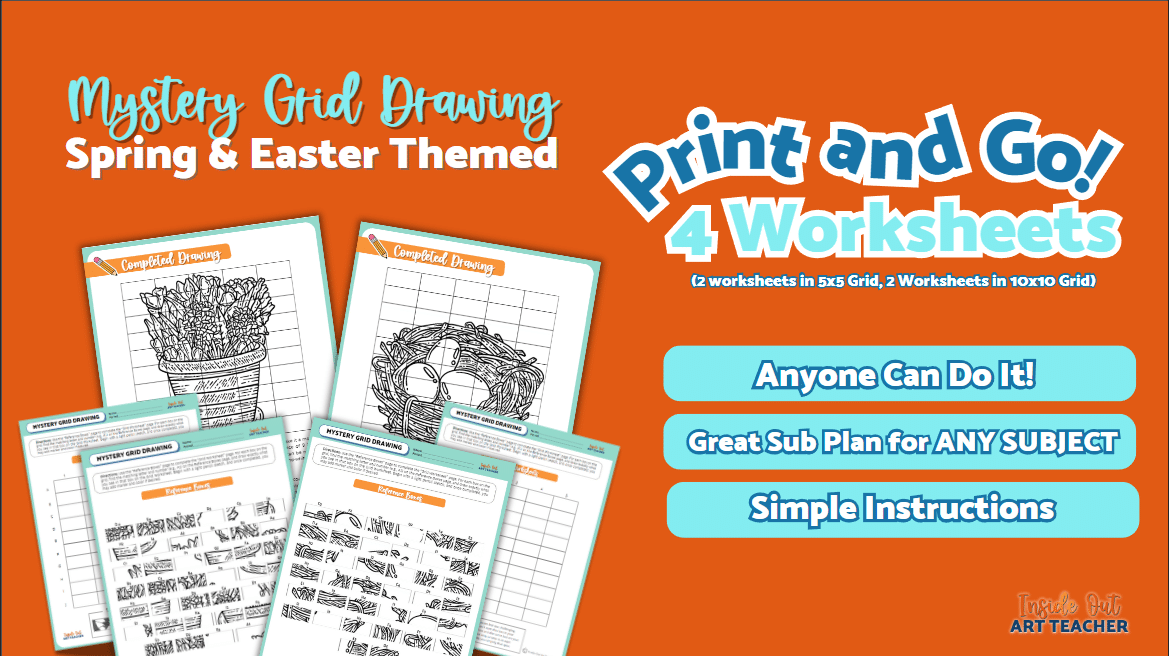 Spring & Easter Art Sub Plan | Easy Drawing for April | Inside Out Art ...