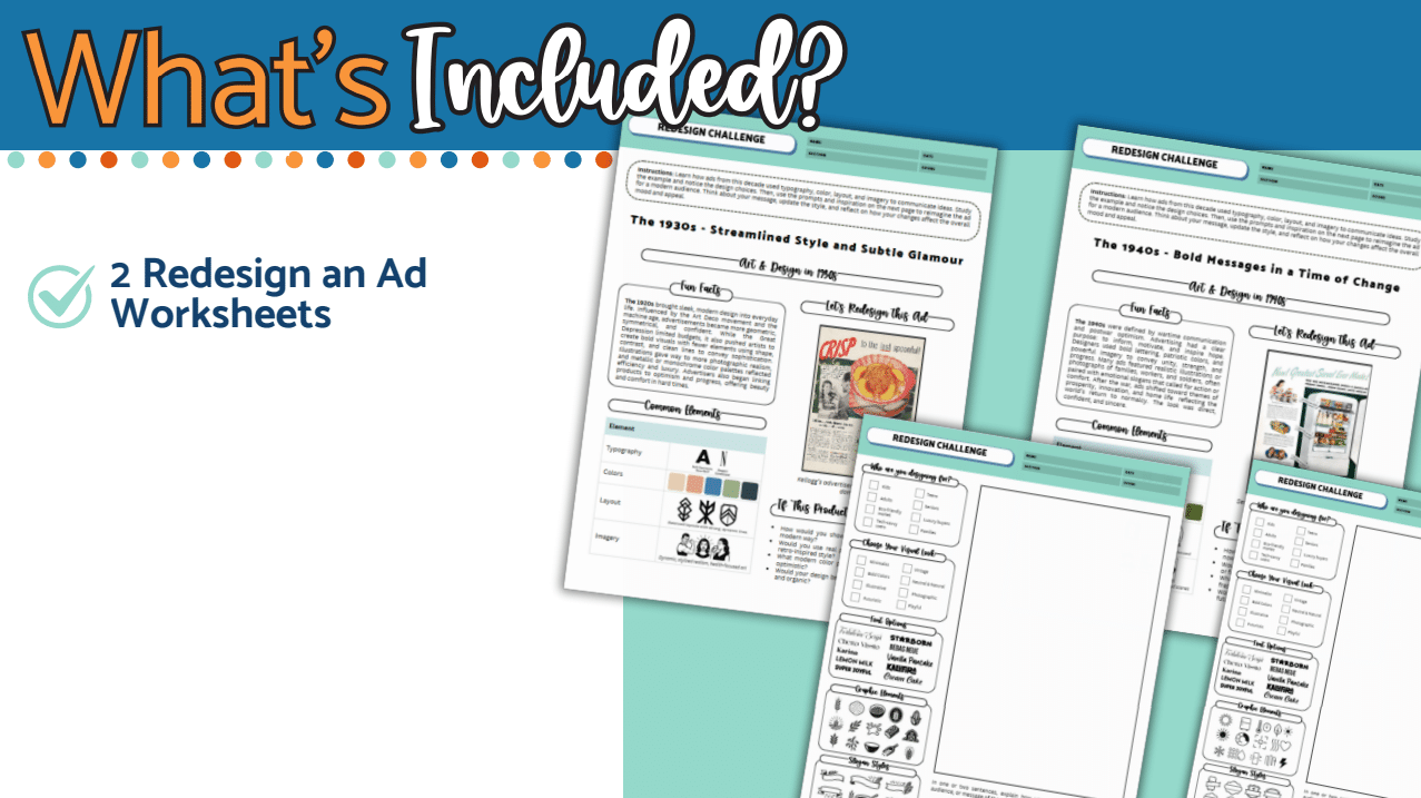 Media Literacy Art Project | 1930s–1940s Advertising & Design Thinking ...